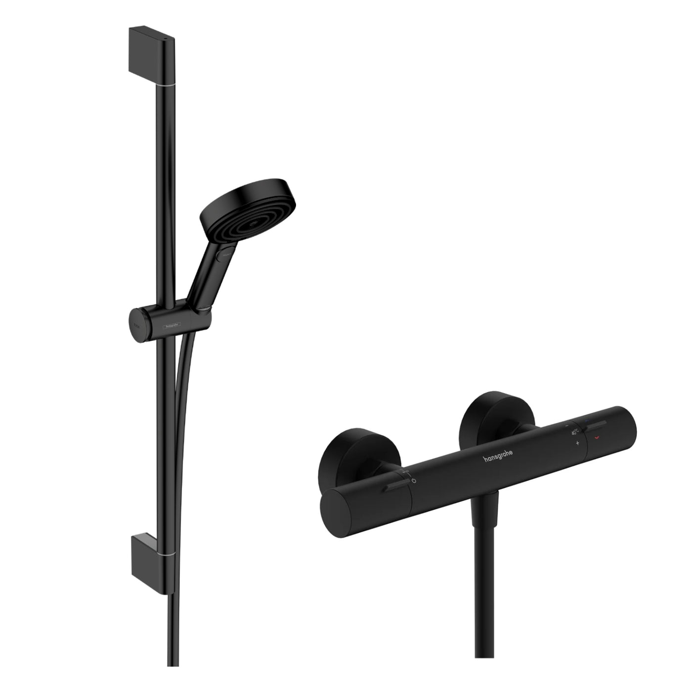德國 Hansgrohe 恆溫龍頭浴杆組｜烤漆黑 黑色蓮蓬頭 黑色衛浴設備 13324670-24160670 13324670 ...