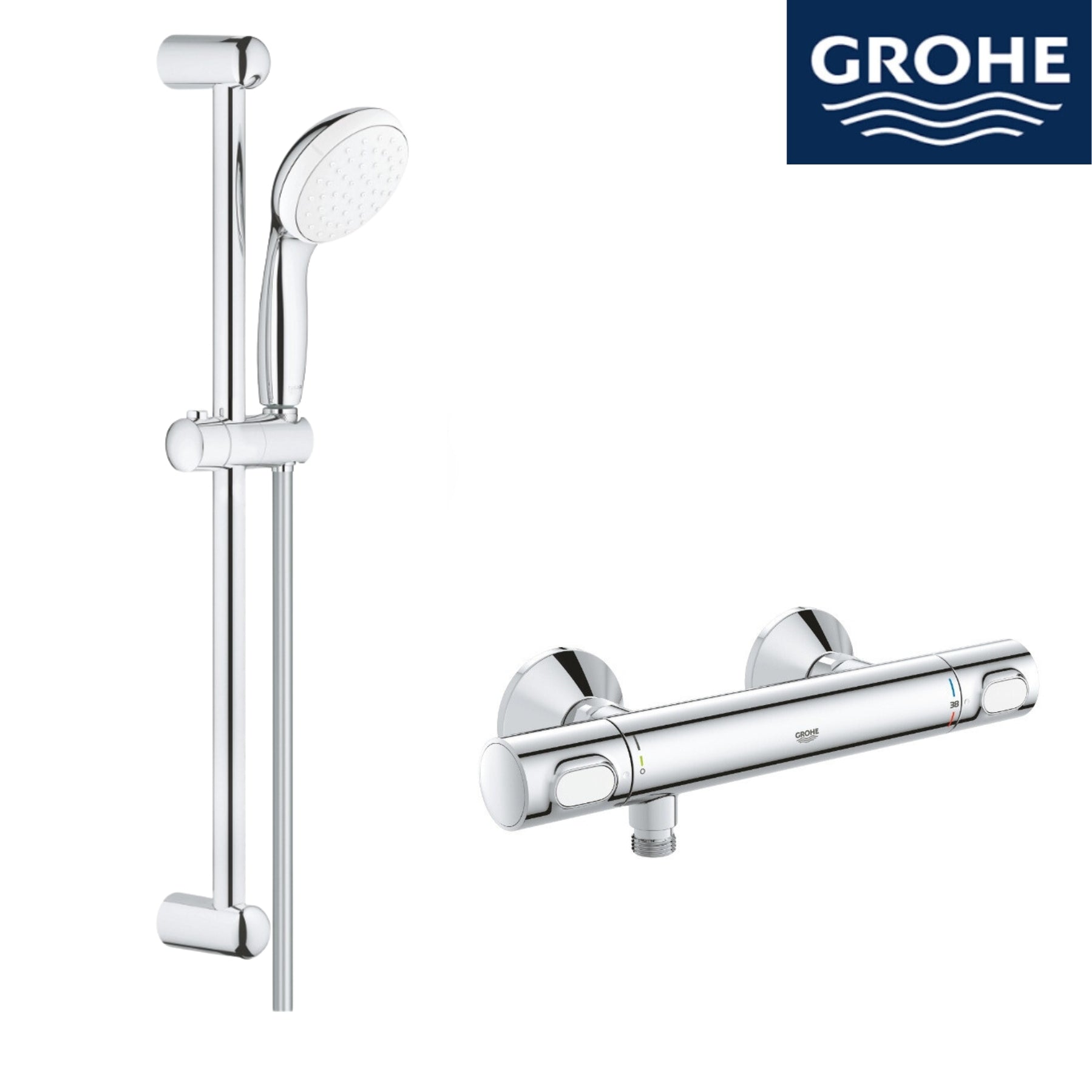 德國高儀 Grohe 500 恆溫龍頭浴杆組｜單出水 蓮蓬頭 浴杆 34793000 27853001 34793-27853001 — 好德 ...