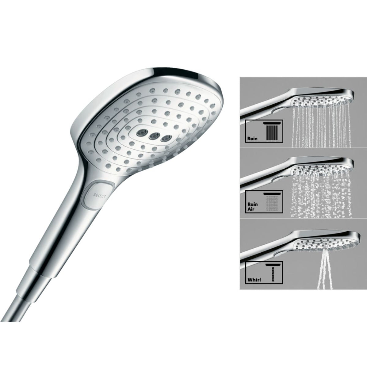 德國 雨中之舞三段按鍵式蓮蓬頭 (方) Hansgrohe Raindance Select E 120｜花灑蓮蓬頭 26520990 ...