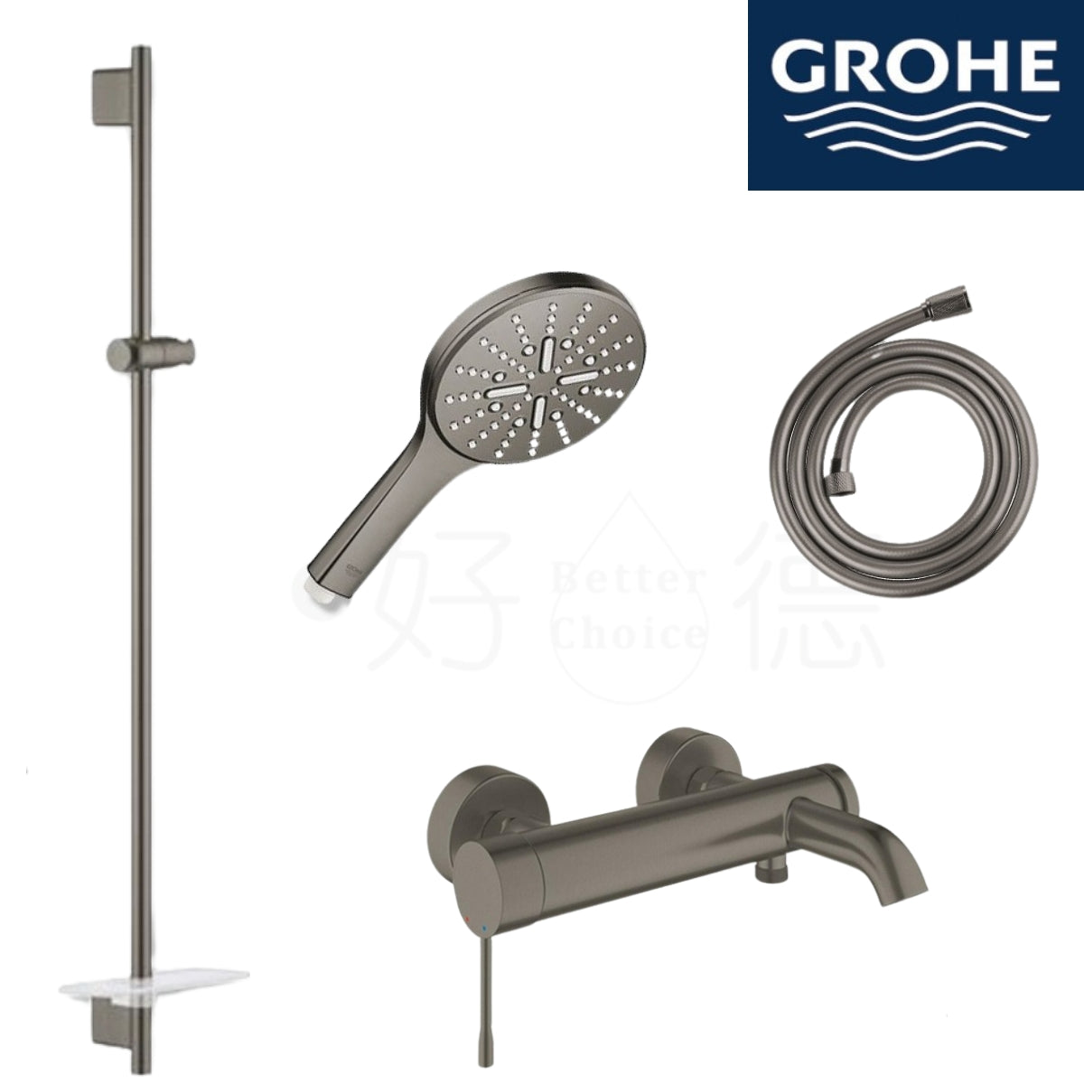 德國高儀 Grohe Essence 外露式龍頭浴桿組｜霧黑色｜下出水 33624 33624AL1-set — 好德 Better ...