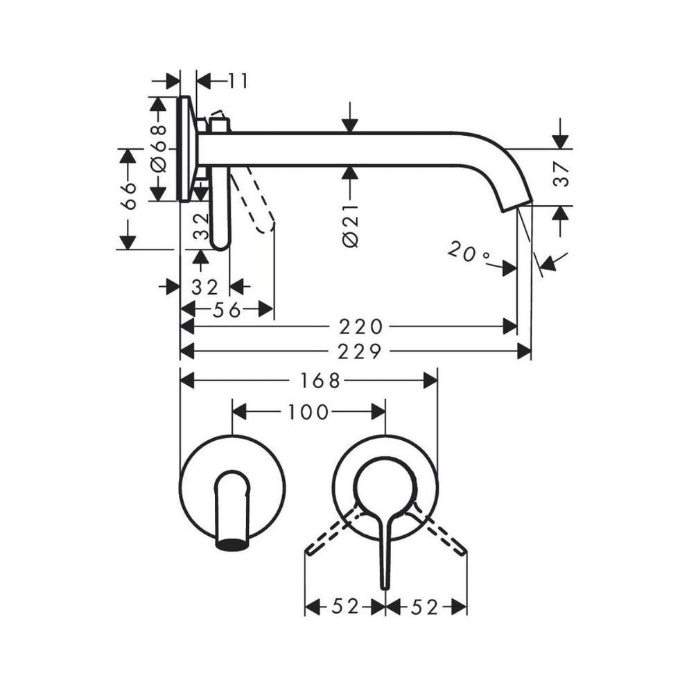 Axor One 壁式面盆龍頭| 霧黑色| 閥心另購 48120670 — 好德 Better Choice 廚衛精品