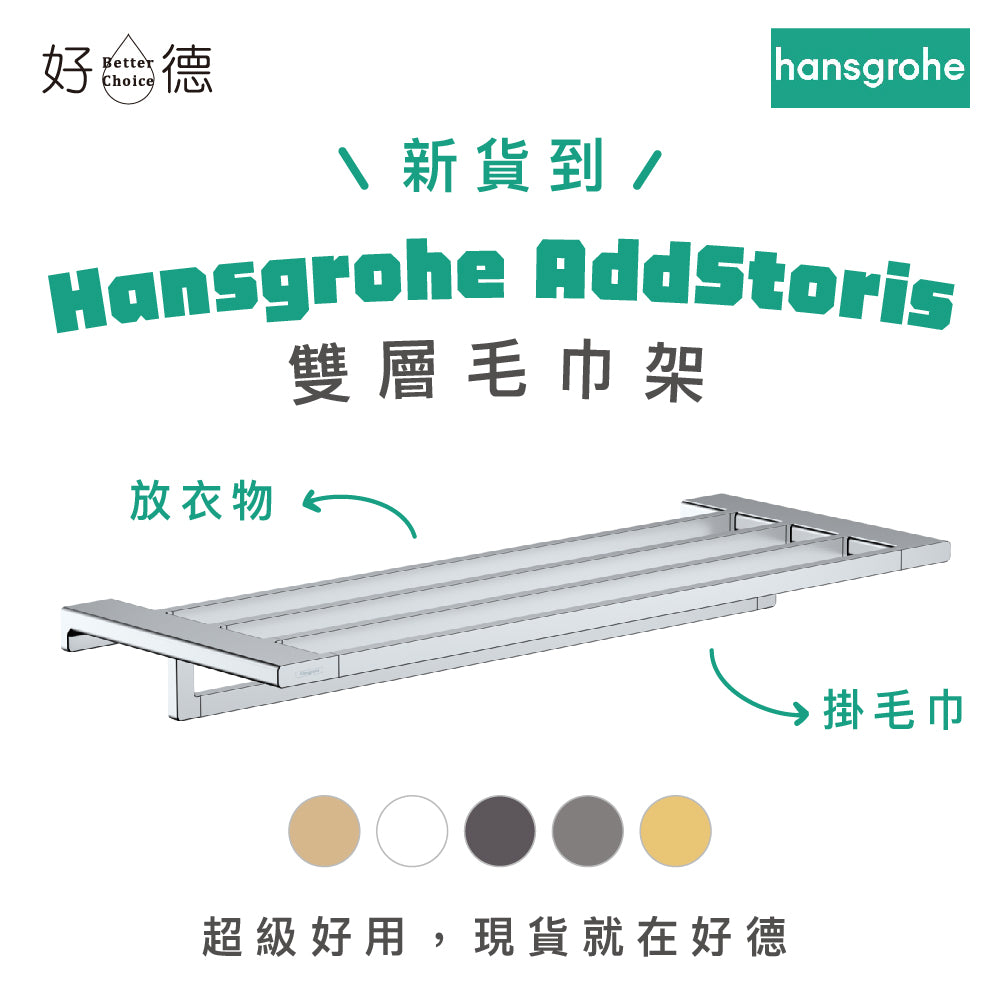德國 Hansgrohe Addstoris 浴室置衣架 毛巾架 65cm 41751340 41751000 41751990 ...