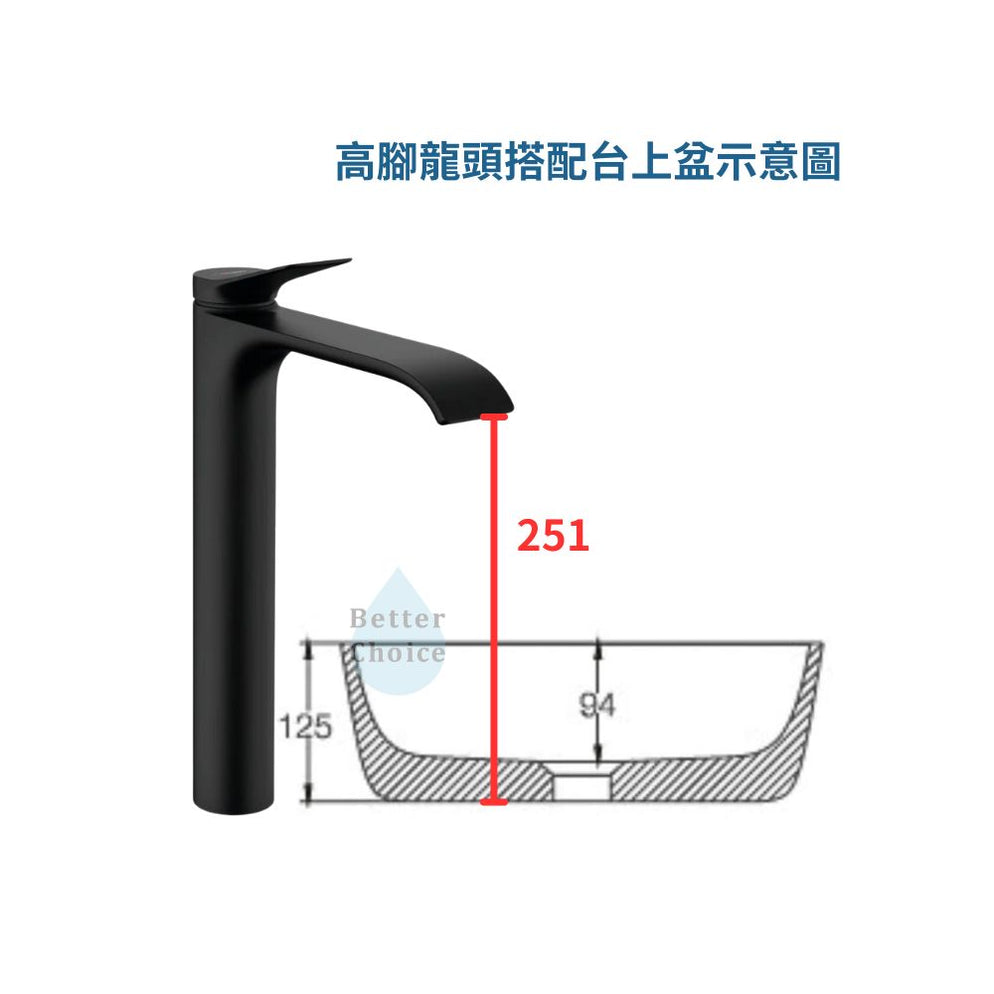 Hansgrohe Vivenis 250 面盆龍頭｜瀑布式微氣泡 75042000 75042670 — 好德 Better Choice 廚衛精品