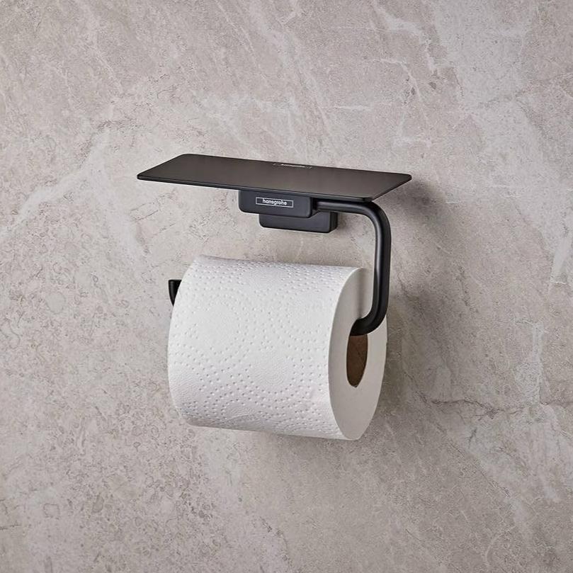 德國原裝進口 Hansgrohe AddStoris 捲筒衛生紙架｜衛生紙架帶置物台｜有客製色 41772000 41772340 ...