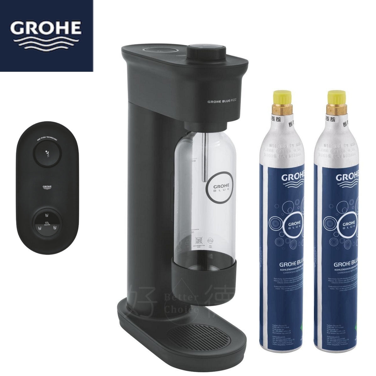 新品特惠組>德國 Grohe Blue Fizz 桌上型氣泡水機｜質感黑 (鋼瓶x2) grohe-blue-fizz-combi — 好德 ...