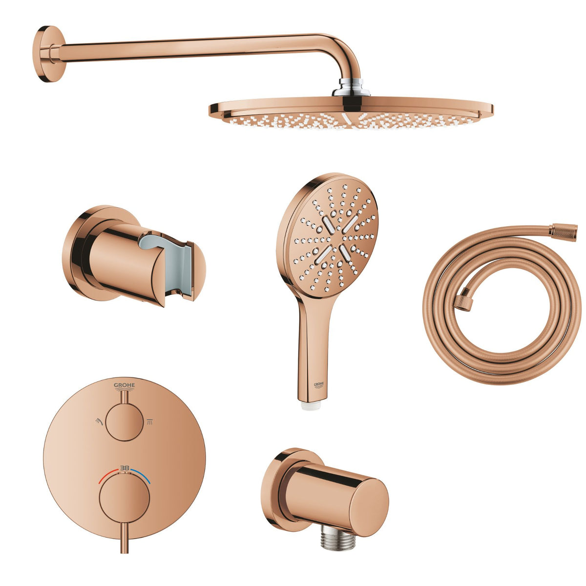 德國 Grohe 壁式龍頭花灑組｜質感玫瑰金色 grohe-shower-rose — 好德 Better Choice 廚衛精品