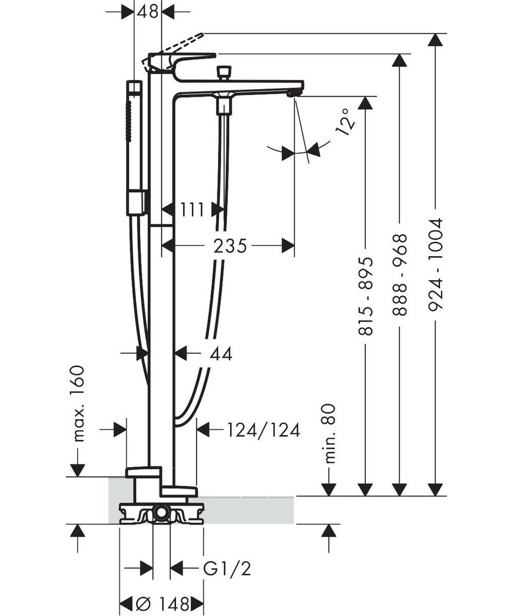 Hansgrohe Metropol 浴缸用落地龍頭｜管線盒另購 32532000 32532670 32532700 32532340 ...