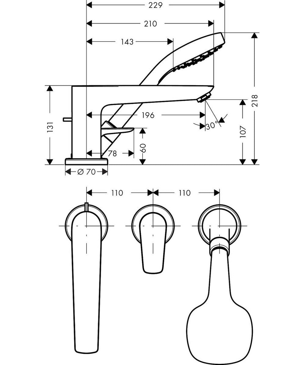 Hansgrohe Talis E 三孔浴缸龍頭組｜管線盒另購 71730000 — 好德 Better Choice 廚衛精品