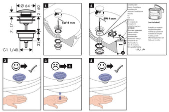 德國 Hansgrohe/Axor 按壓式落水頭｜歐規彈跳落水頭｜通用各種有溢水/無溢水的臉盆 50100000 50100670 ...